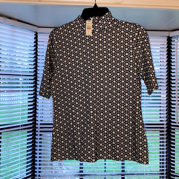 Talbots | Tops | Talbots Black And White Shirt With Zipper | Poshmark